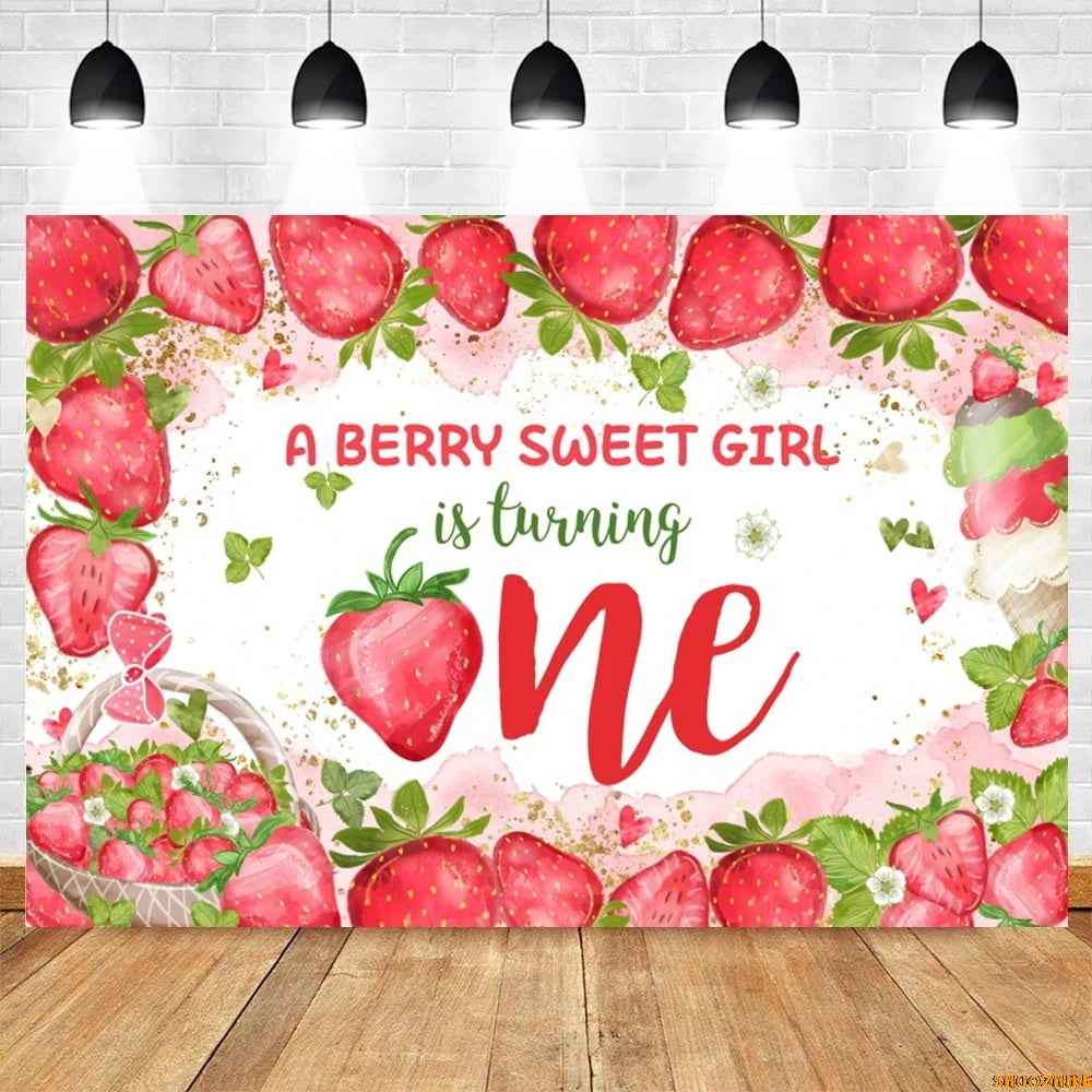 Fruit Strawberry Theme Birthday Party Backdrop Sweet Baby Shower Kids ...