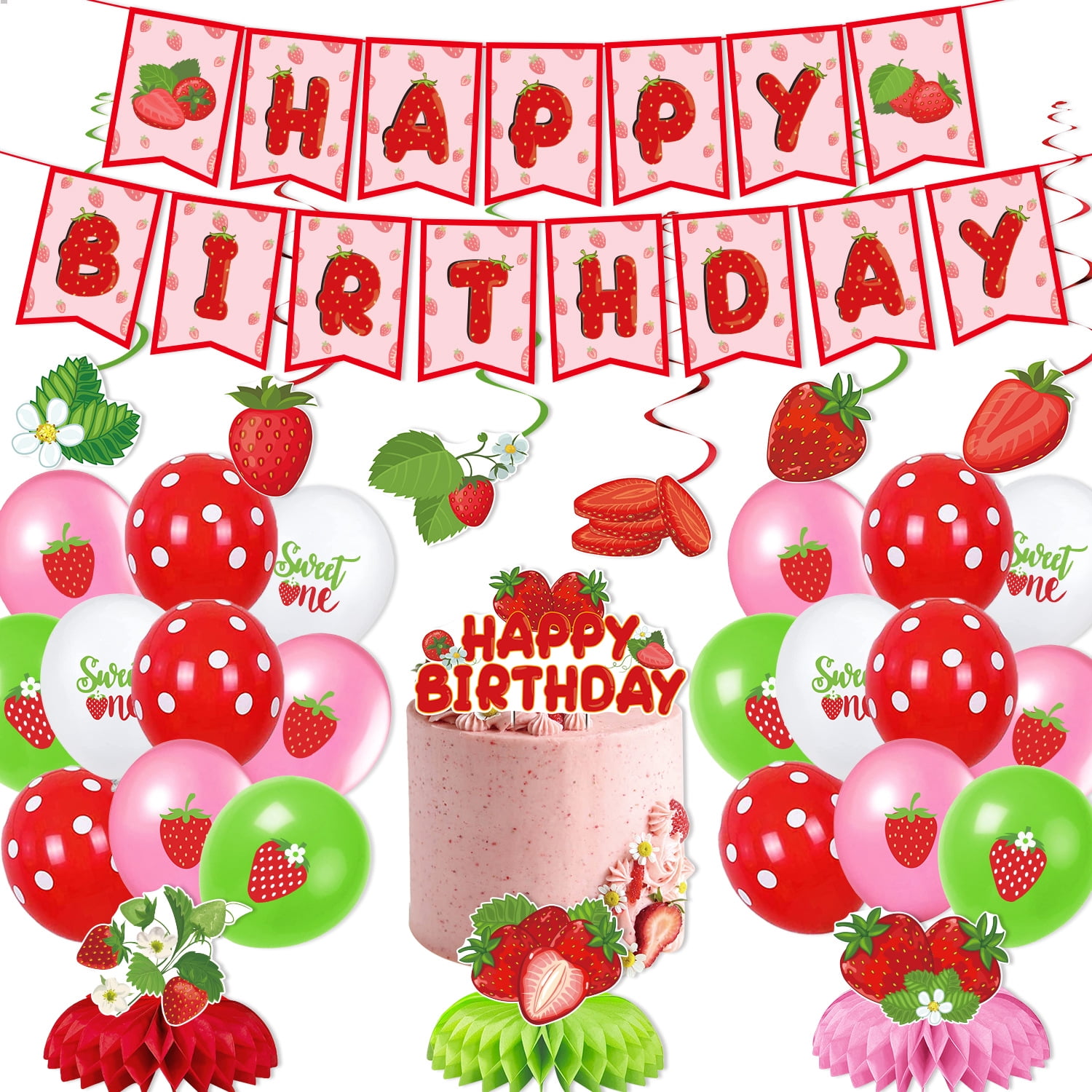 Fruit Strawberry Themed Birthday Party Decorations Include Strawberry ...