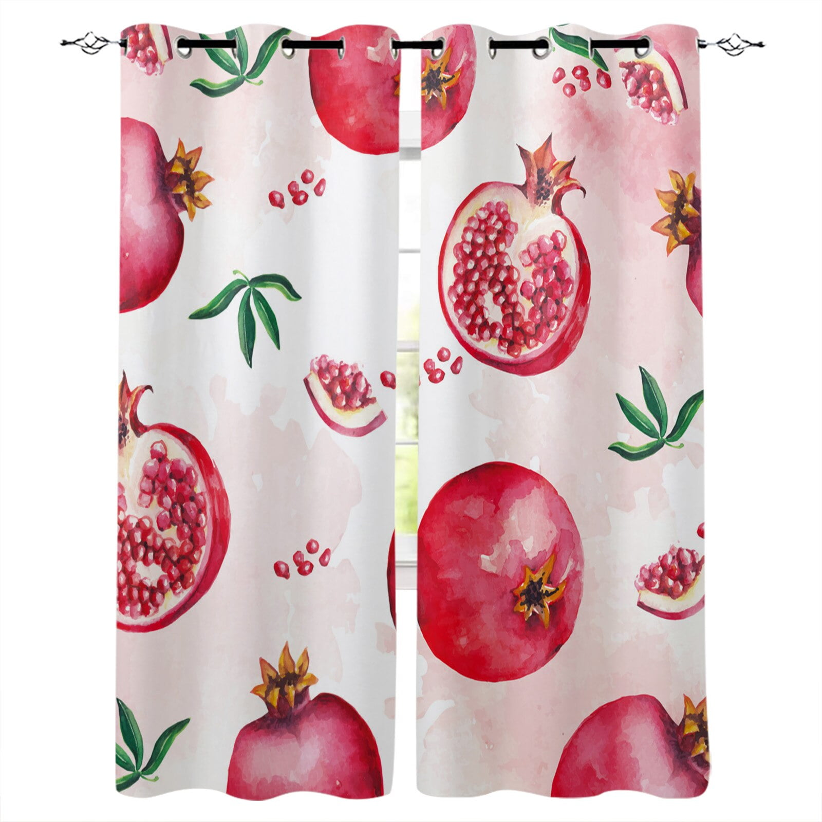 Fruit Strawberry Wood Grain Retro Curtains For Living Room Bedroom ...