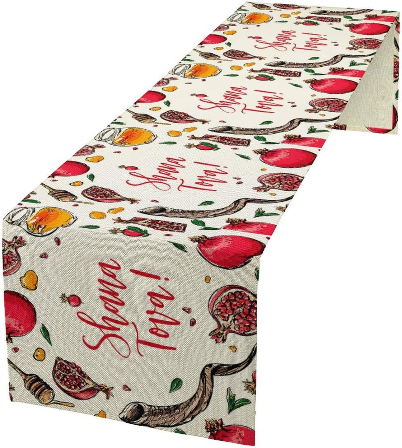 Fruit Table Runner Rosh Hashanah Shana Tova Word Honey Shofar Horn Leaf ...