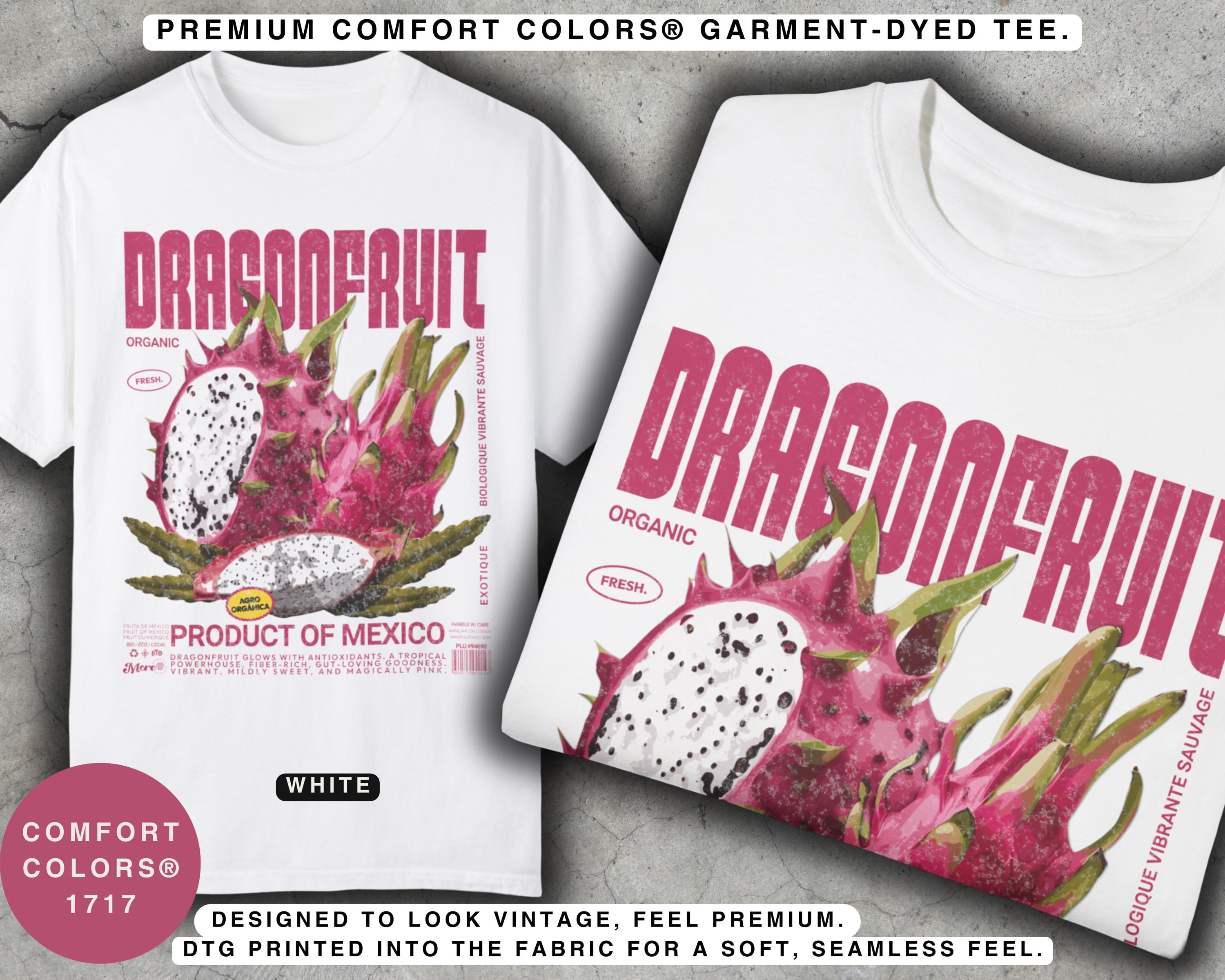 Fruit Tee, Retro Graphic T-Shirt, Dragonfruit Label Design, Aesthetic ...