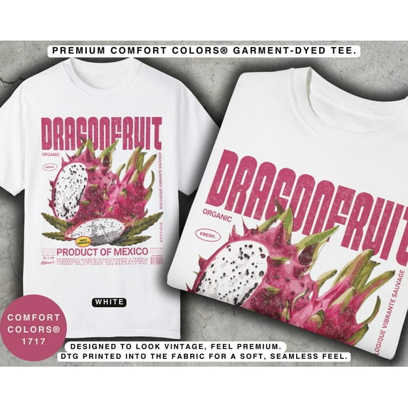 Fruit Tee, Retro Graphic T-Shirt, Dragonfruit Label Design, Aesthetic ...
