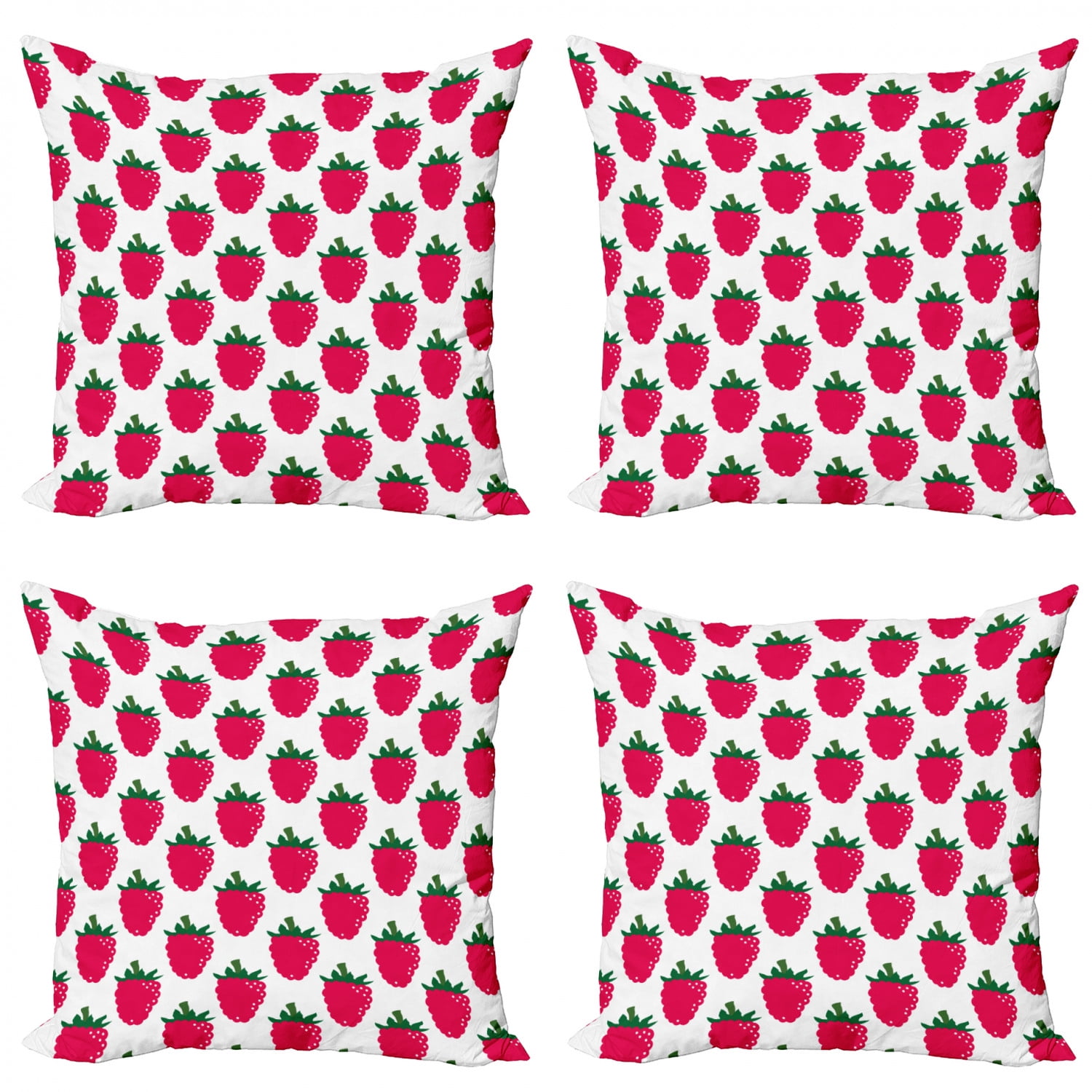 Ambesonne Fruit Throw Pillow Cover 4 Pack, Repetitive Raspberries ...
