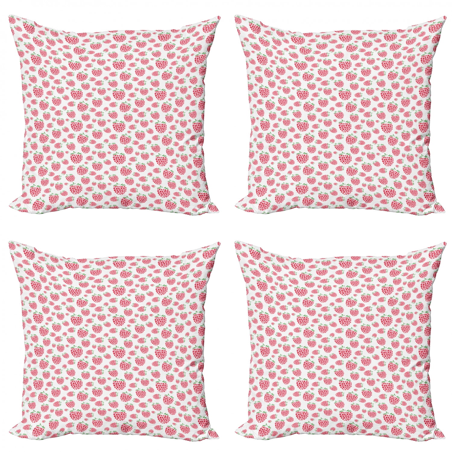 Ambesonne Fruit Throw Pillow Cover 4 Pack, Raspberries Pattern, 18 ...