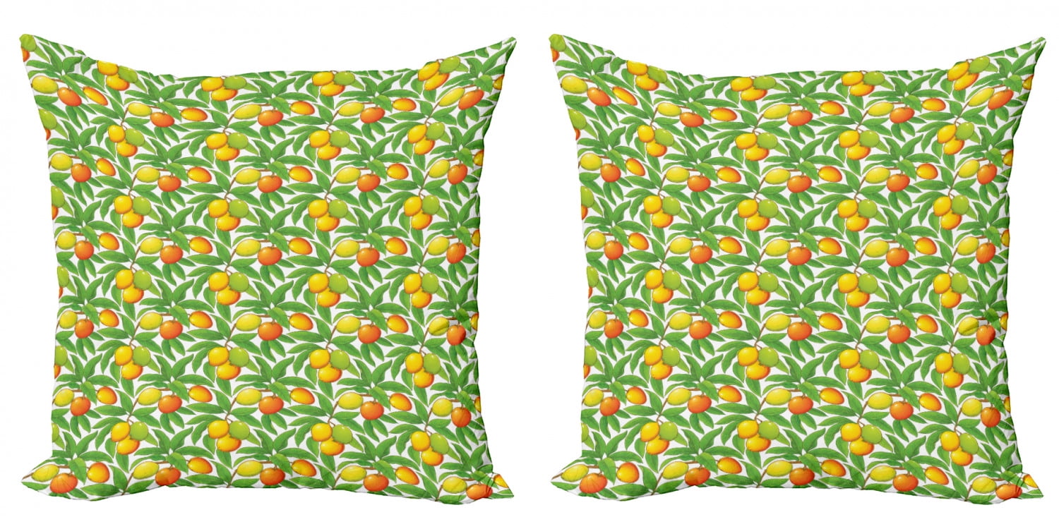 Ambesonne Fruit Throw Pillow Cover 2 Pack, Ripe Mango Branches, 20 ...