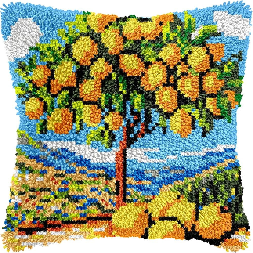 Fruit Tree Latch Hook Kits Pillow kits Cushion Throw Pillow Embroidery ...