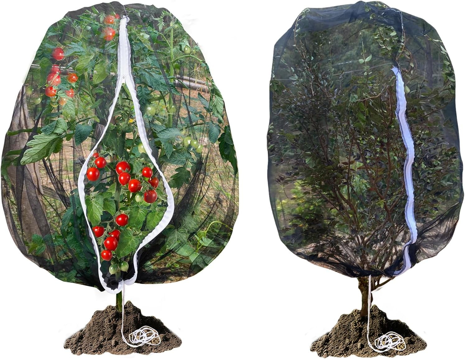 Fruit Tree Netting, 5.85 x 3.9 FT Blueberry Bush Netting Cover with Zipper Drawstring, Outdoor ...