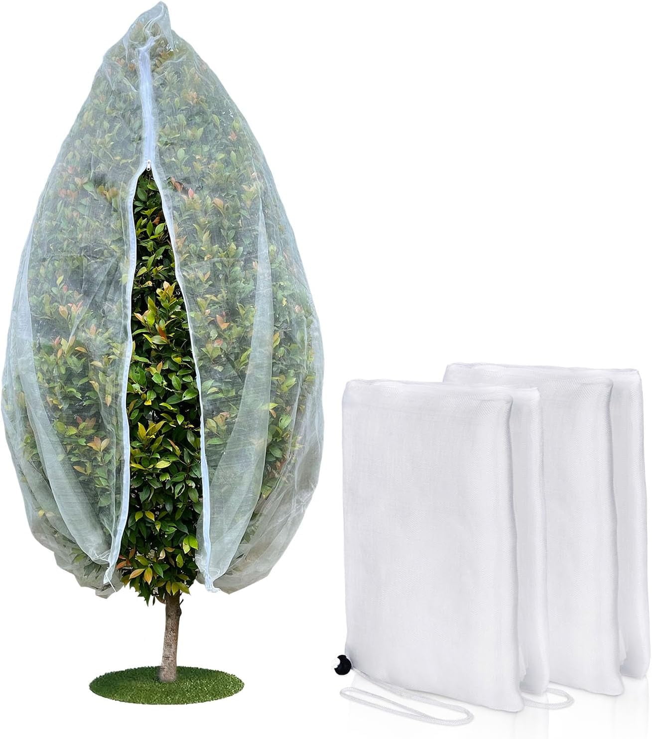 Fruit Tree Netting Cover with Zipper & Drawstring, 2 Packs 8ft x 8ft Insect Bird Barrier Netting ...