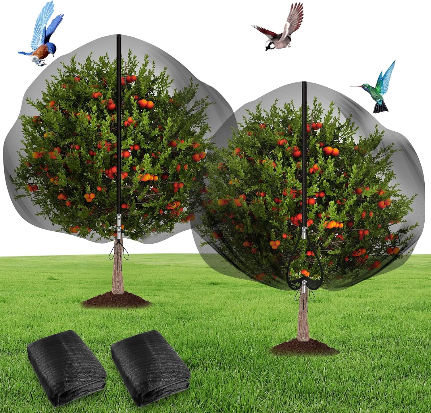 Fruit Tree Netting Cover with Zipper and Drawstring Large Bird Netting for Fruit Trees Cover ...