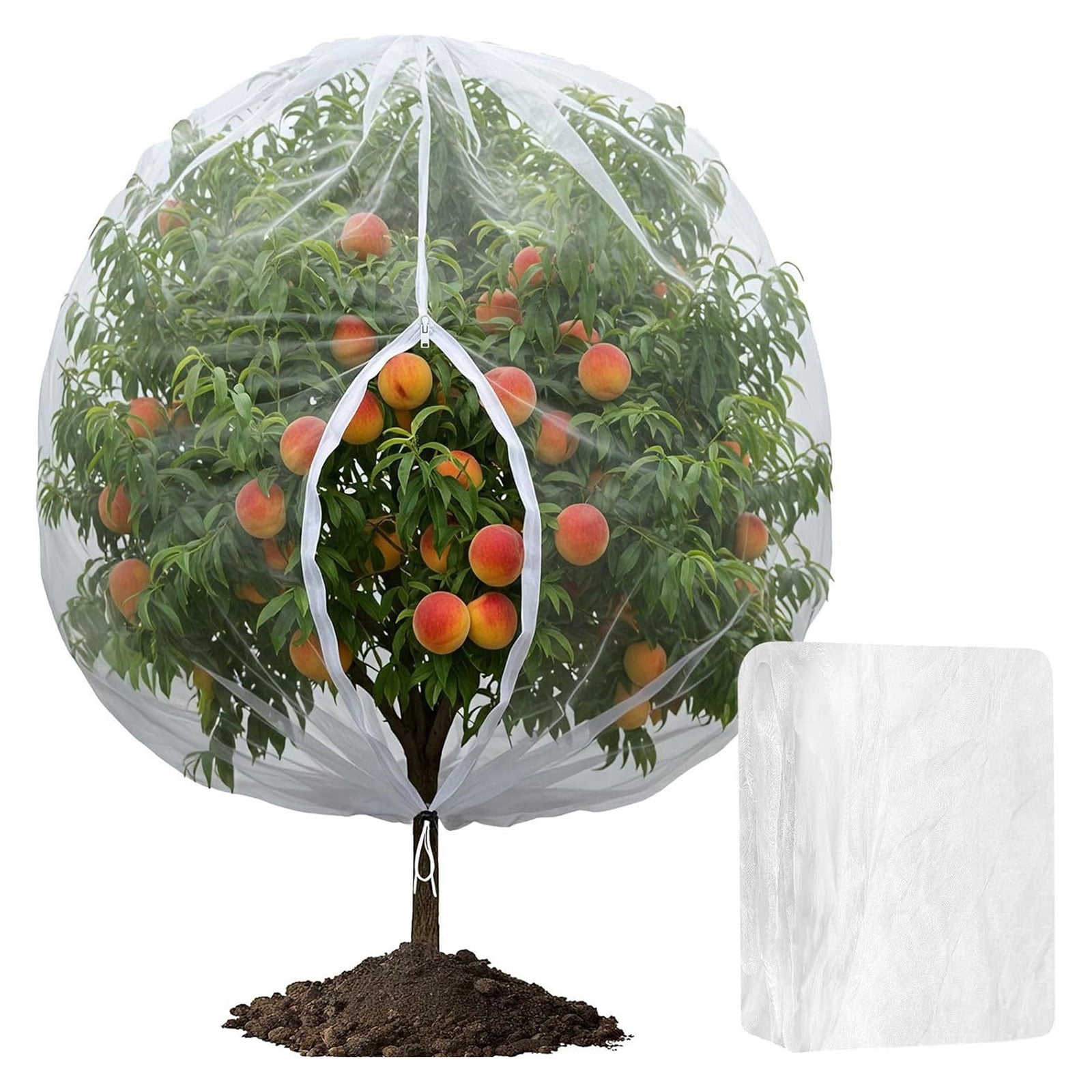 Fruit Tree Netting, Large White Plant Guard Mesh Cover with Zippered ...