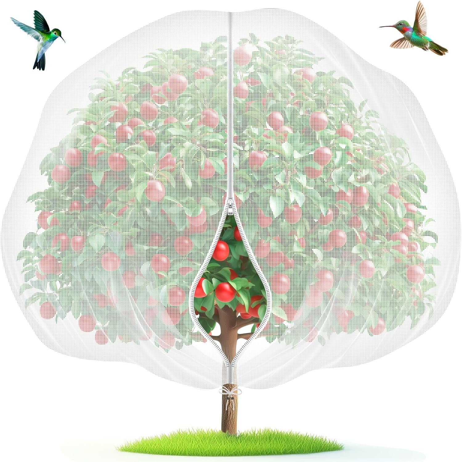 Fruit Tree Netting with Zipper & Drawstring - 10'x10' Garden Plant Net ...