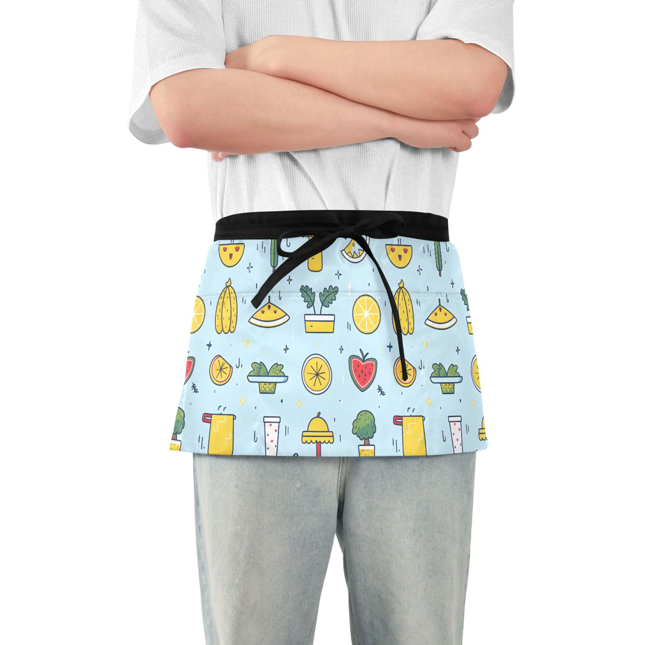 Fruit Tree Plant Server Apron with 3 Pockets Waterproof Waitress Waist ...