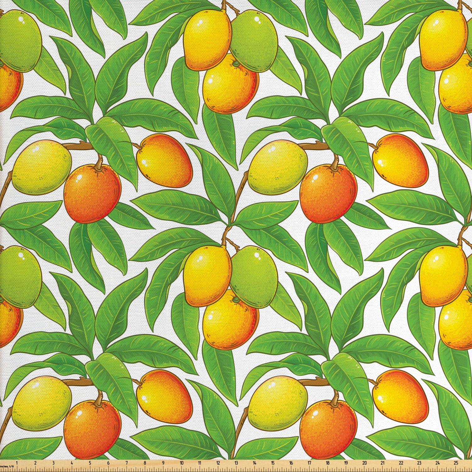 Ambesonne Fruit Fabric by the Yard Upholstery, Ripe Mango Branches, 3 ...