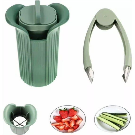 Fruit & Veg Slicer Set: Cucumber Slicer & Strawberry Huller, Salad/Cake ...
