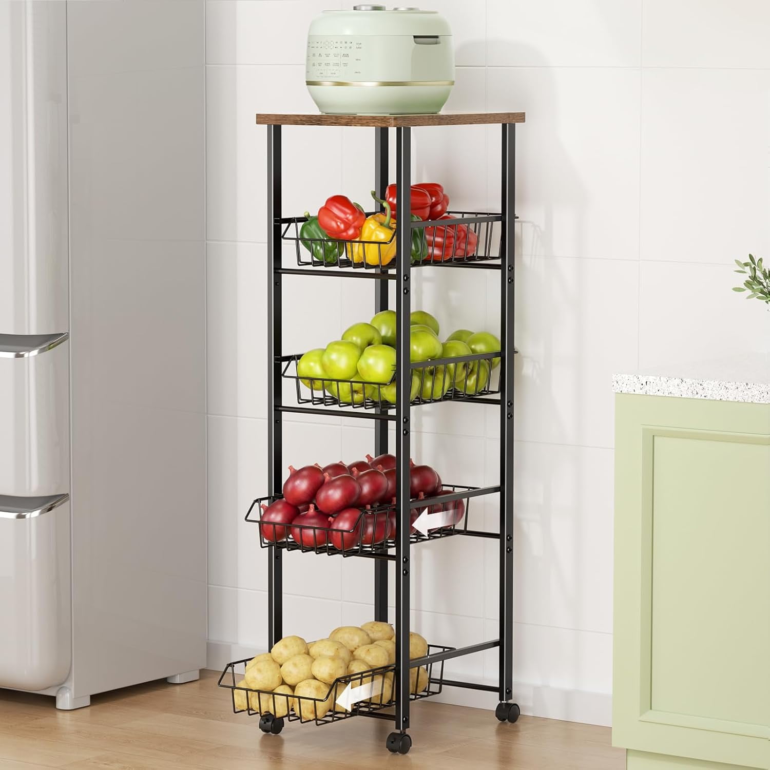 Fruit Vegetable Basket for Kitchen, 5 Tier Kitchen Organizer and ...