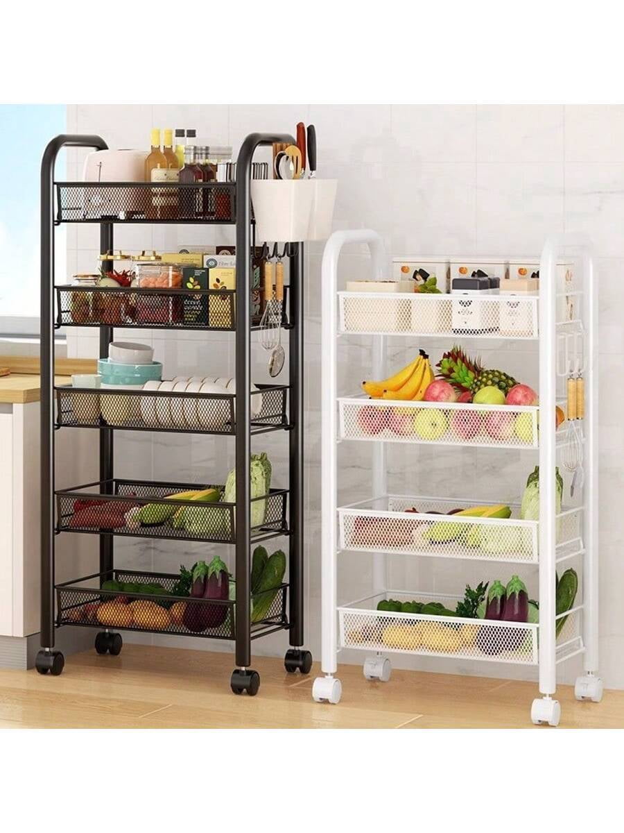 Fruit Vegetable Basket Storage Cart 5 Tier Snack Cart Stackable Metal ...