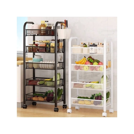 Fruit Vegetable Basket Storage Cart 5 Tier Snack Cart Stackable Metal ...