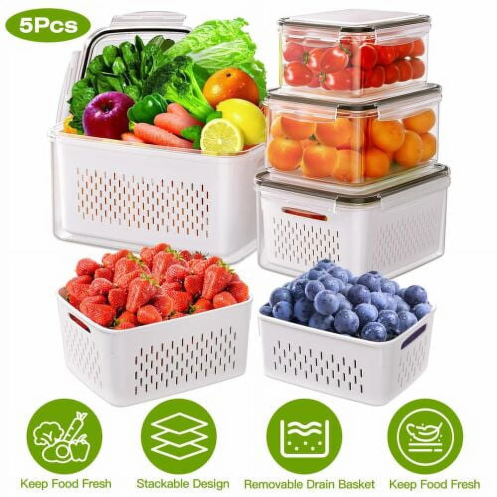 Fruit Vegetable Containers For Fridge With Lids & Colanders Food ...