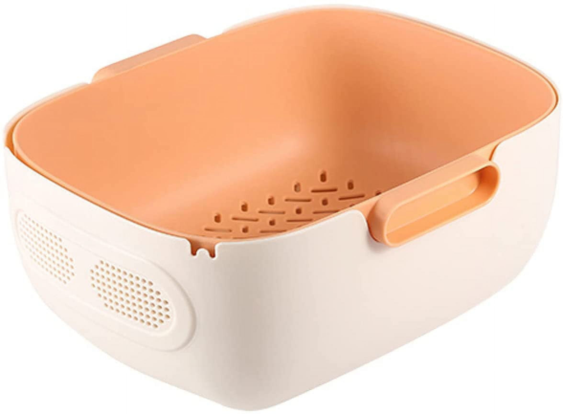 Fruit Vegetable Drain Basket With Double Storage, Removable Mesh Rice ...