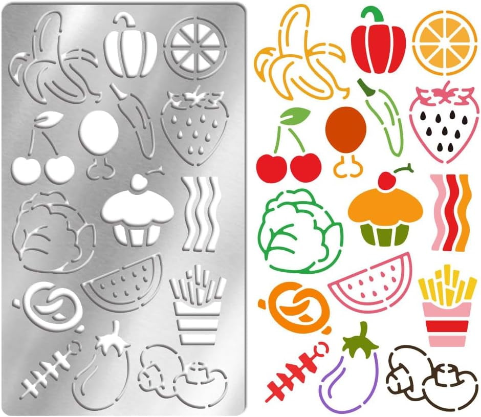 Fruit Vegetable Food Metal Stencil Retro Stainless Steel Template Photo ...