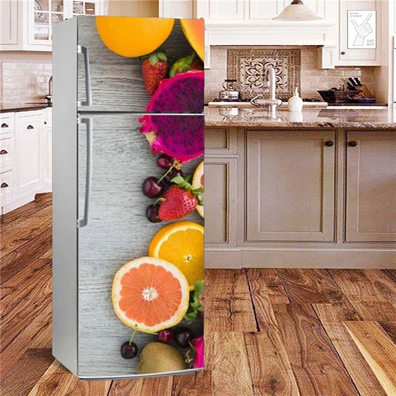 Fruit Vegetable Fridge Sticker Full Door Cover Mural Food Flowers ...
