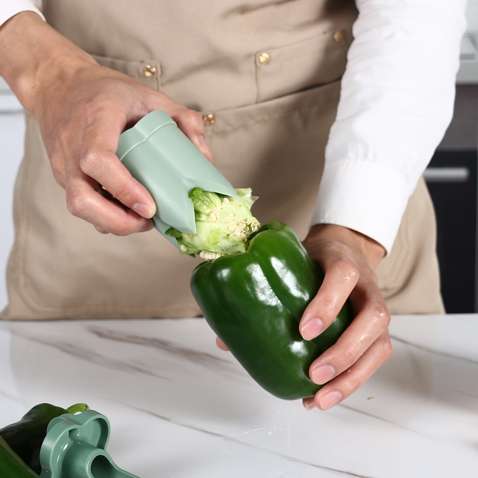 Fruit & Vegetable Quick Corer Pro - Effortless Bell Pepper Cutter and ...