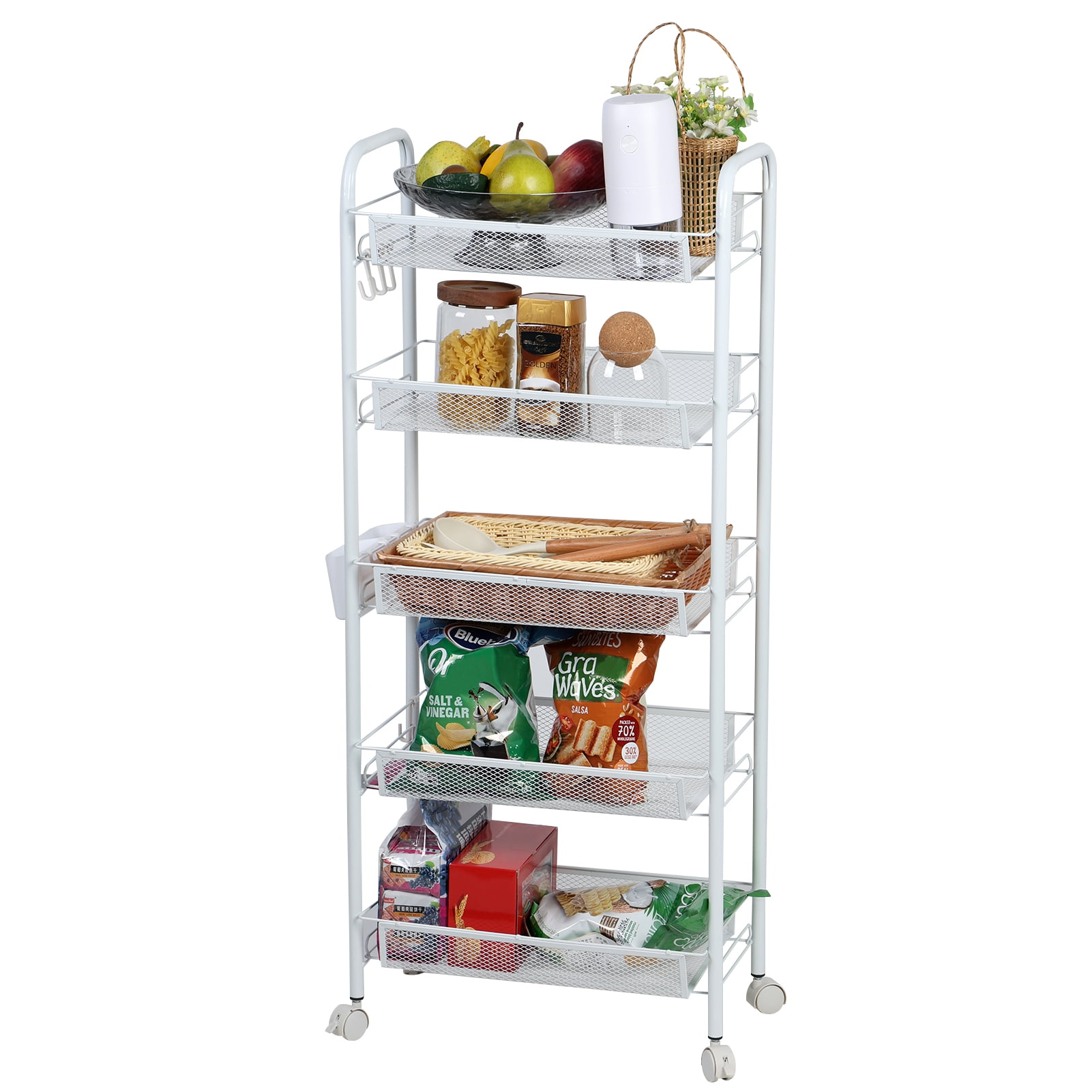 Fruit Vegetable Storage Basket, 5 Tier Stackable Metal Mesh Storage ...