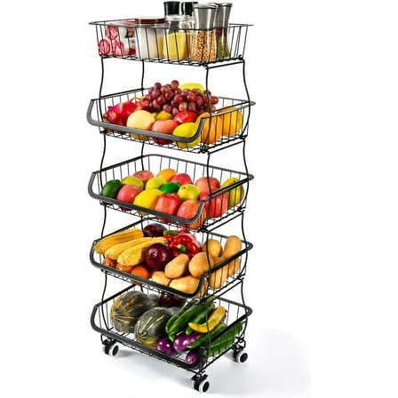 Aqzb Fruit Vegetable Storage Basket for kitchen, 4-Tier Rotating Round ...