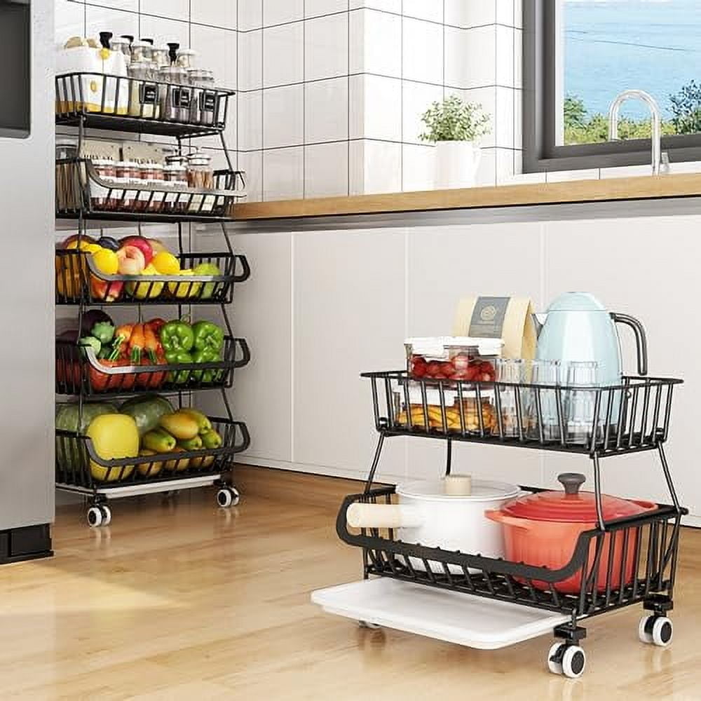 Fruit Vegetable Storage Basket, 6 Tier Stackable Metal Wire Basket with ...