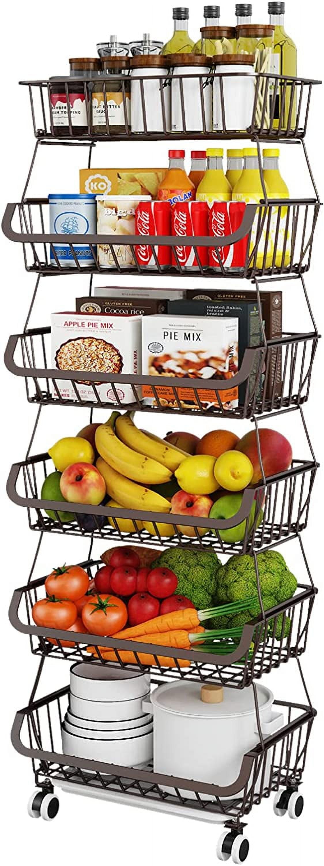 Fruit Vegetable Storage Basket for Kitchen - 6 tier Stackable Metal ...