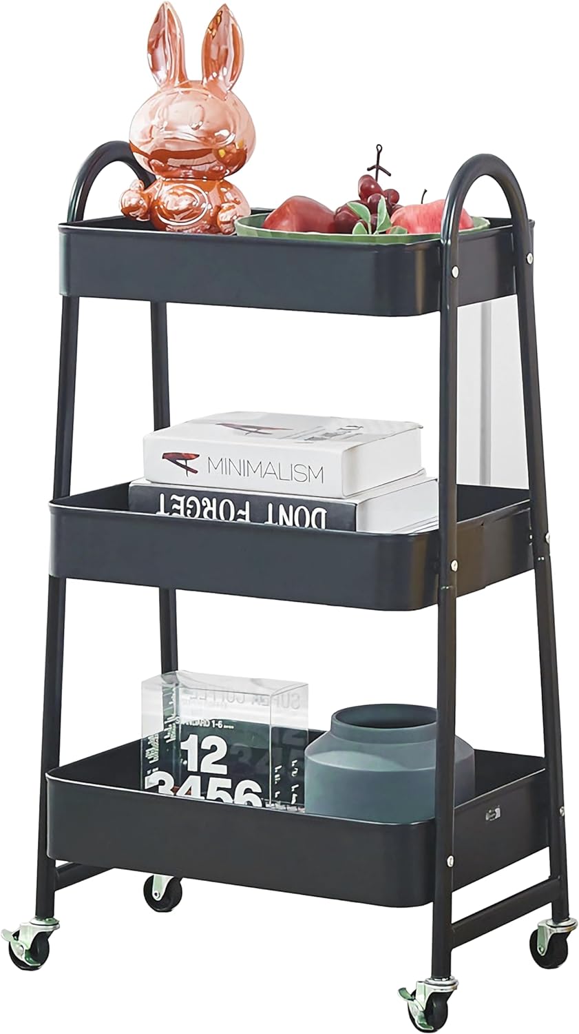 Fruit Vegetable Storage Baskets, Snack Cart 3 Tier Stackable Wire ...