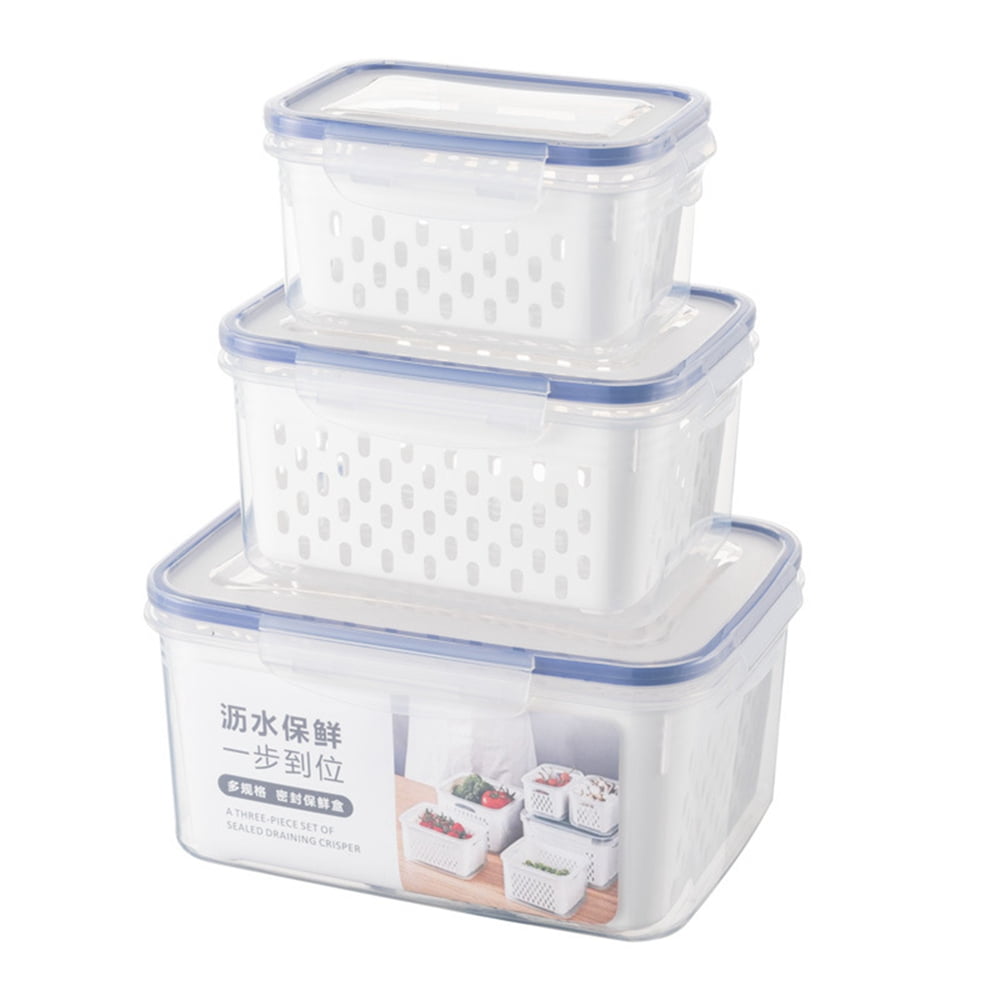 Fruit Vegetable Storage Containers for Fridge, 3 Pack Produce Saver ...