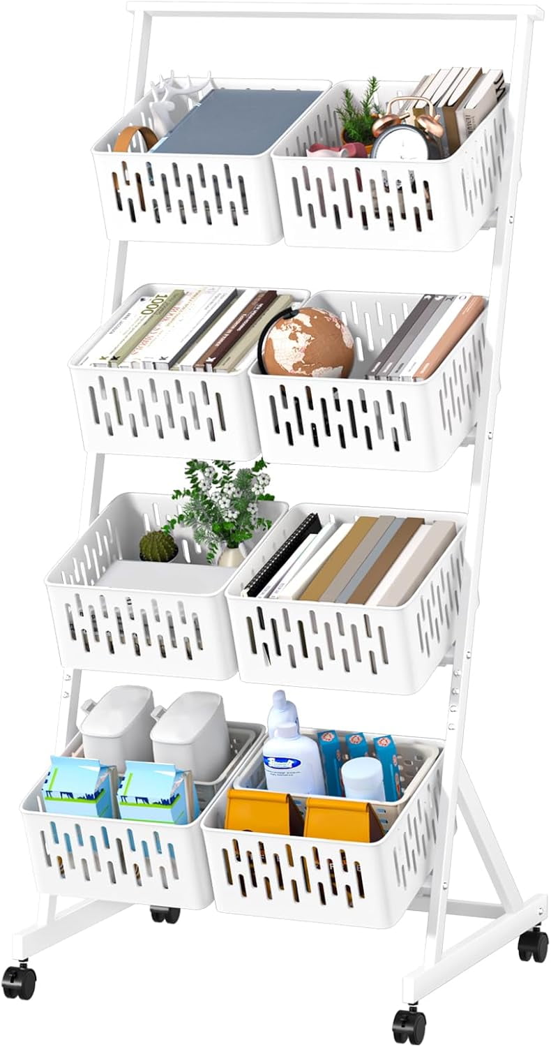 Fruit Vegetable Storage Metal Kitchen Storage Baskets on Wheels Floor ...