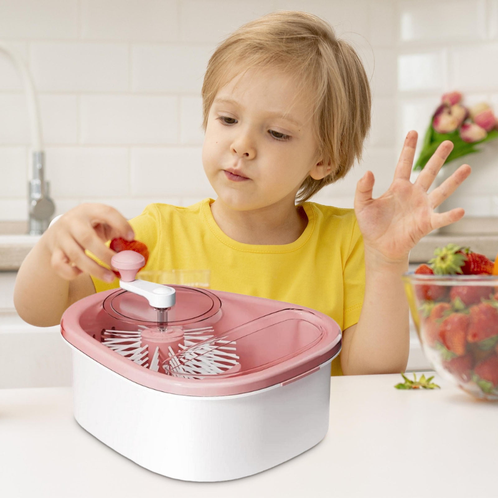 Fruit and Vegetable Washer Dryer Basket | Compact Countertop Spinner ...