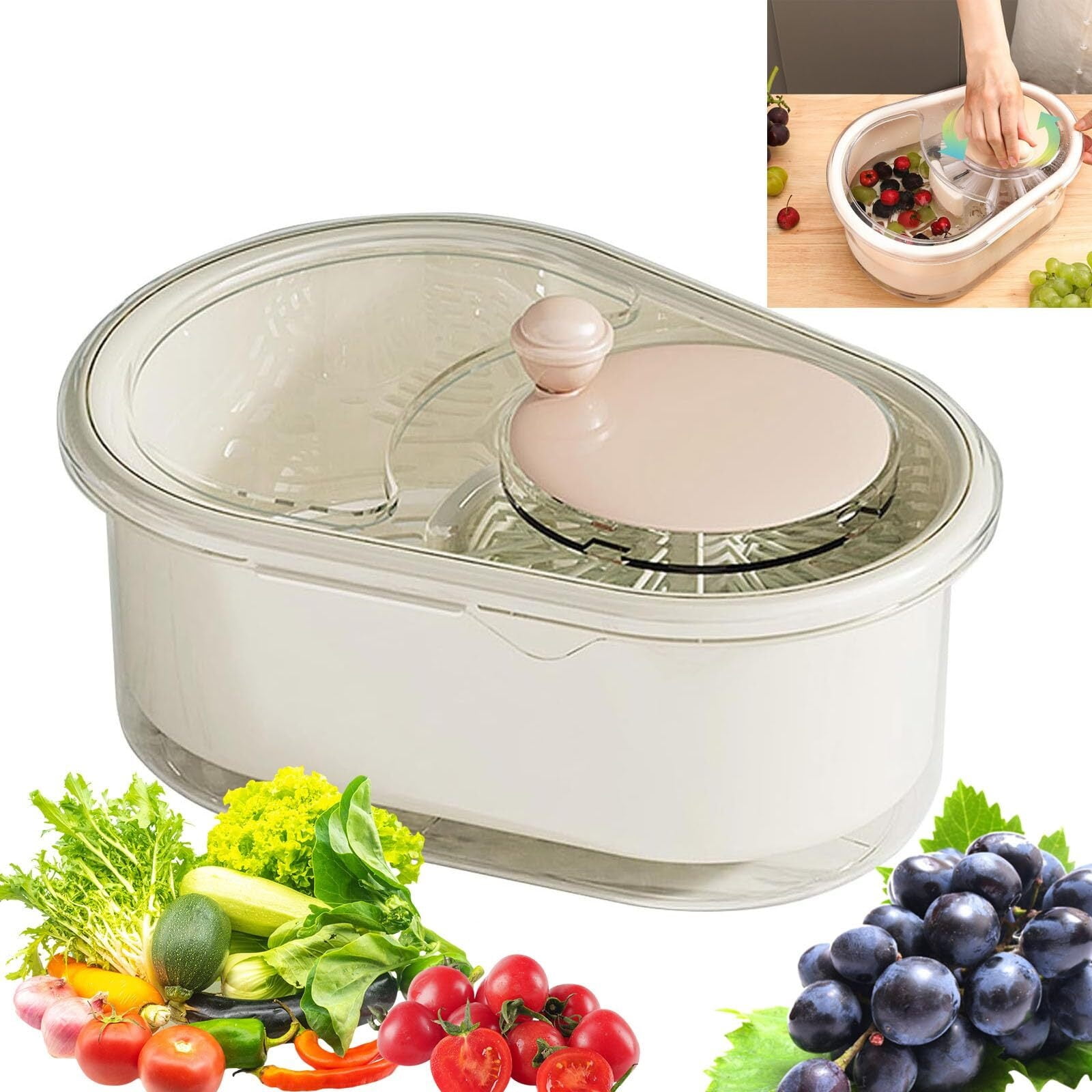 Fruit and Vegetable Washing Machine with Spin Scrubber Brush for ...