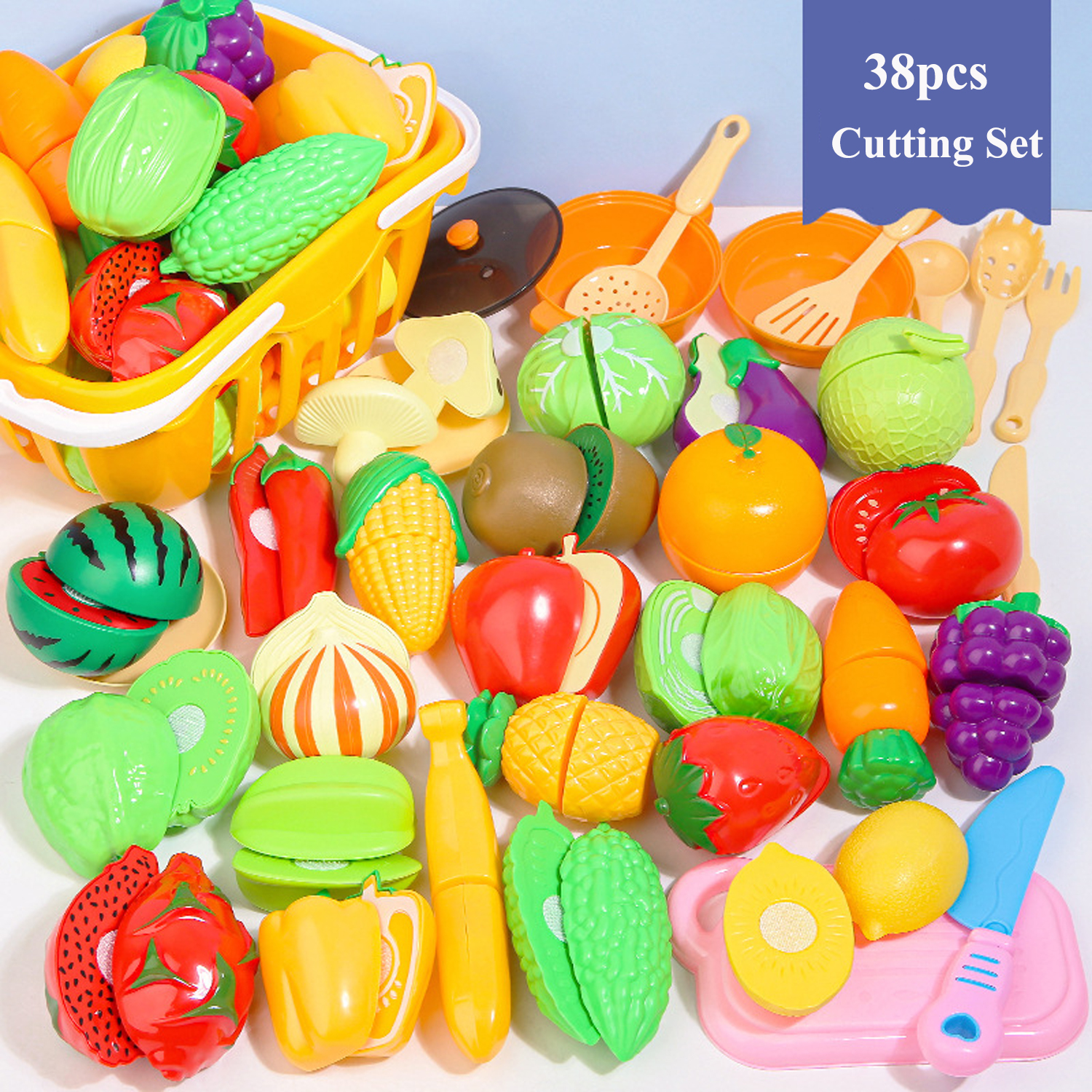 Microworld Kitchen Toys, 37pcs Cutting Play Food Set for Kids, Fruits ...