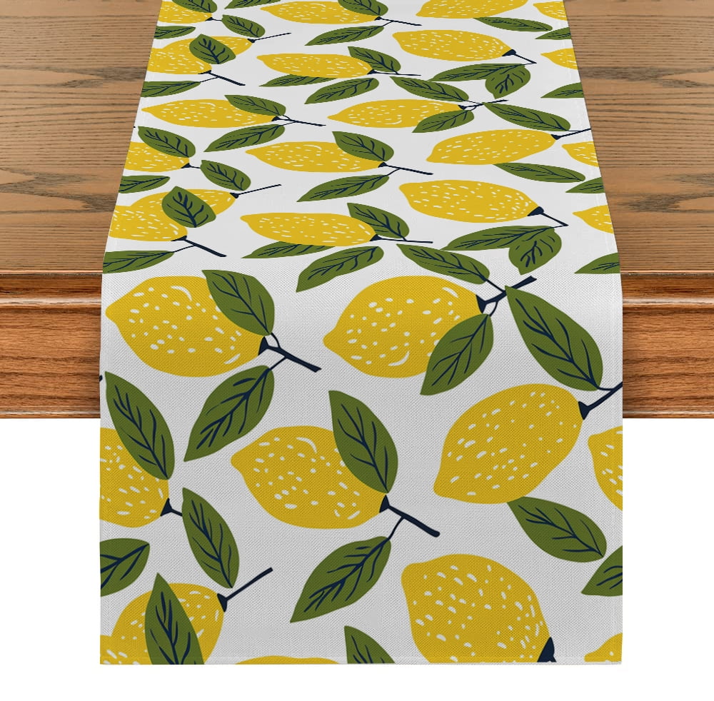 Fruit Vegetables Lemon Bell Pepper Table Runner Kitchen Table r ...