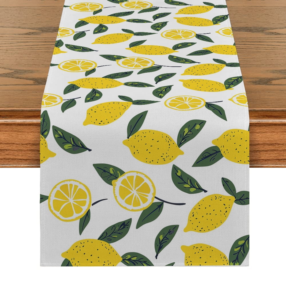 Fruit Vegetables Lemon Bell Pepper Table Runner Kitchen Table r ...