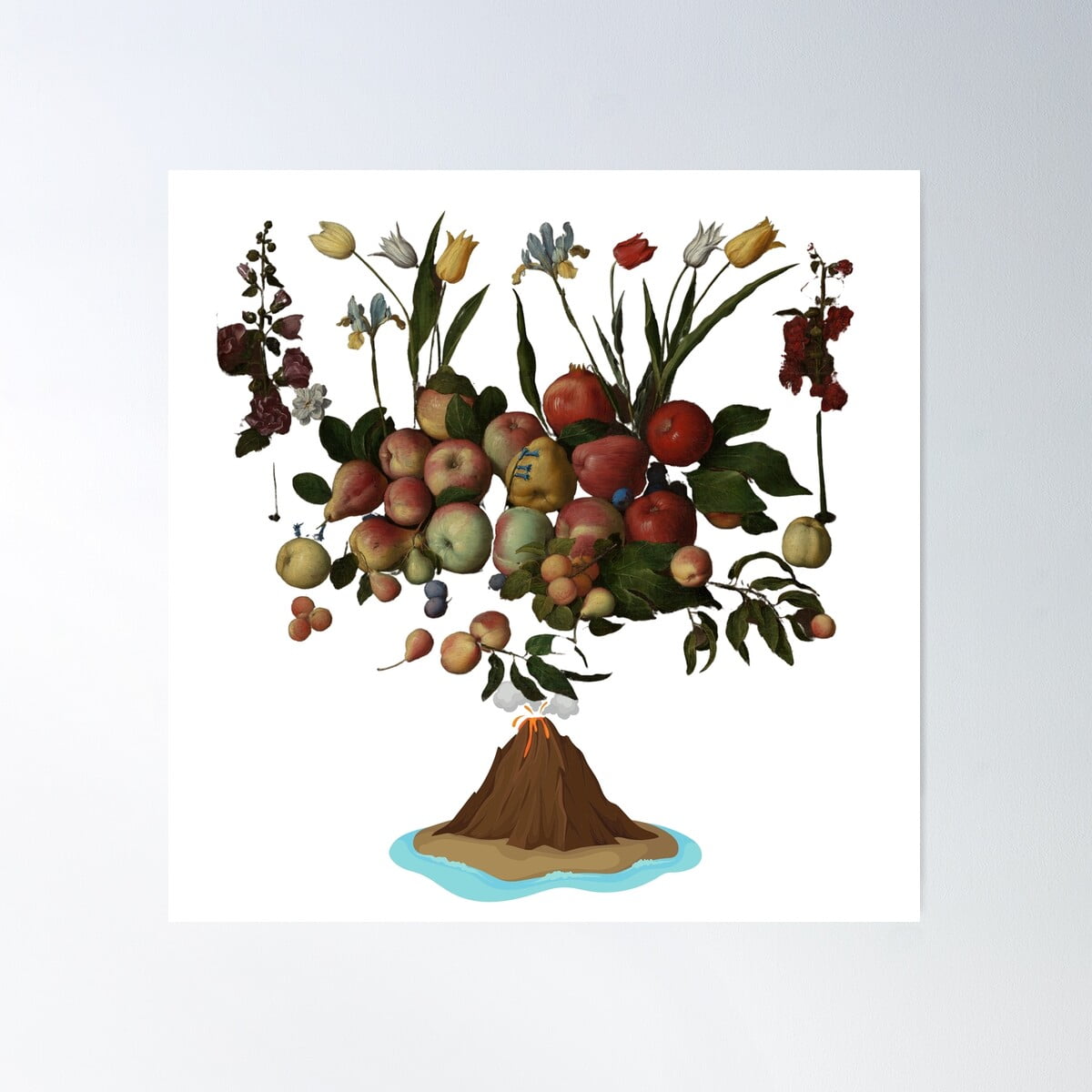 Fruit Volcano | Apples | Pears | Peaches | Funny Poster Wall Art ...