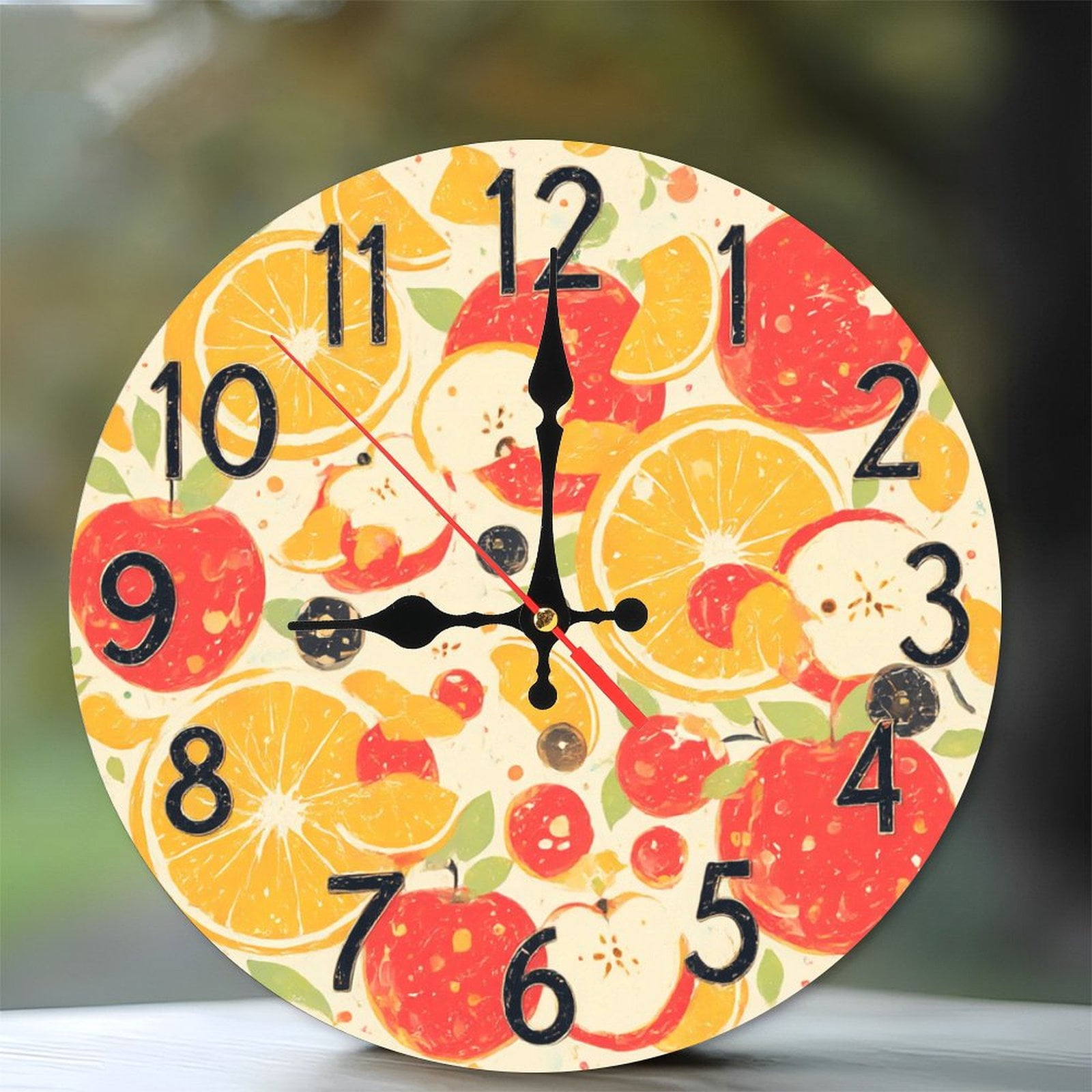 Fruit Wall Clock Orange Crisp Fruit Design Home Decor 10-Inch Silent ...