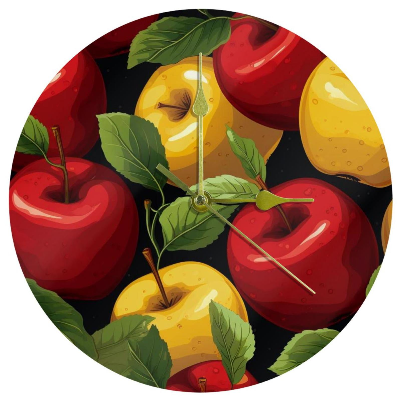 Fruit Wall Clocks: Round Acrylic 9.8 Inches Silent Non Ticking Battery ...
