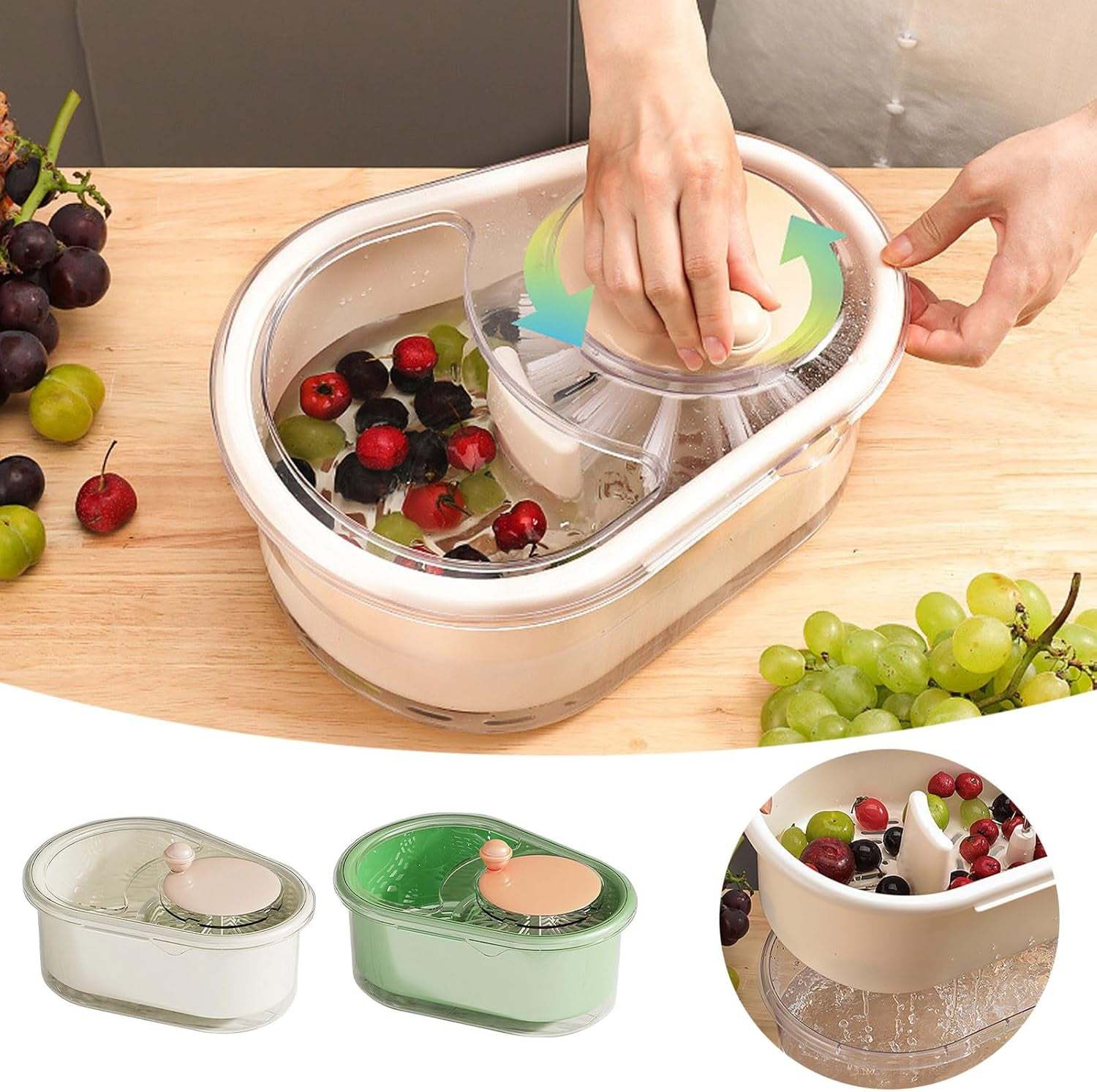 Fruit Washer, Fruit Cleaner Spinner, Portable Fruit Scrubber With Lid ...