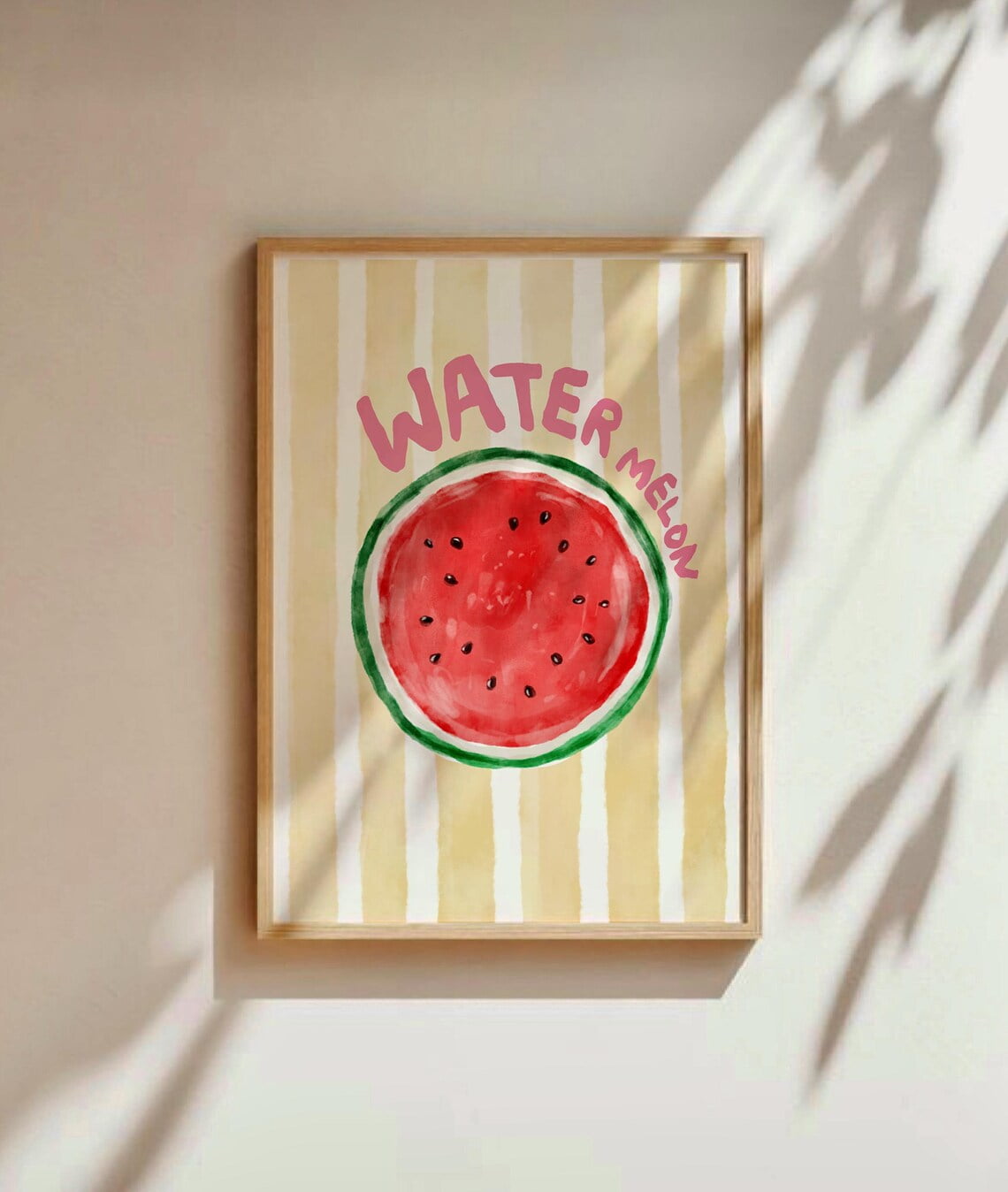 Fruit Watercolor Art Print, Watermelon Wall Art, Retro Kitchen Decor, Whimsical Red Fruit Poster ...