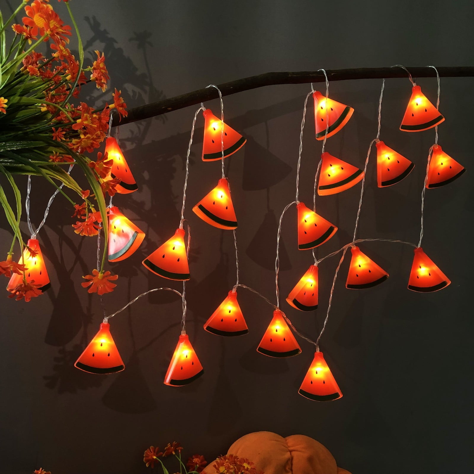 Fruit Watermelon Slice String Lights 9.8ft 20 LEDs Battery Powered Fairy String for Wedding Home ...