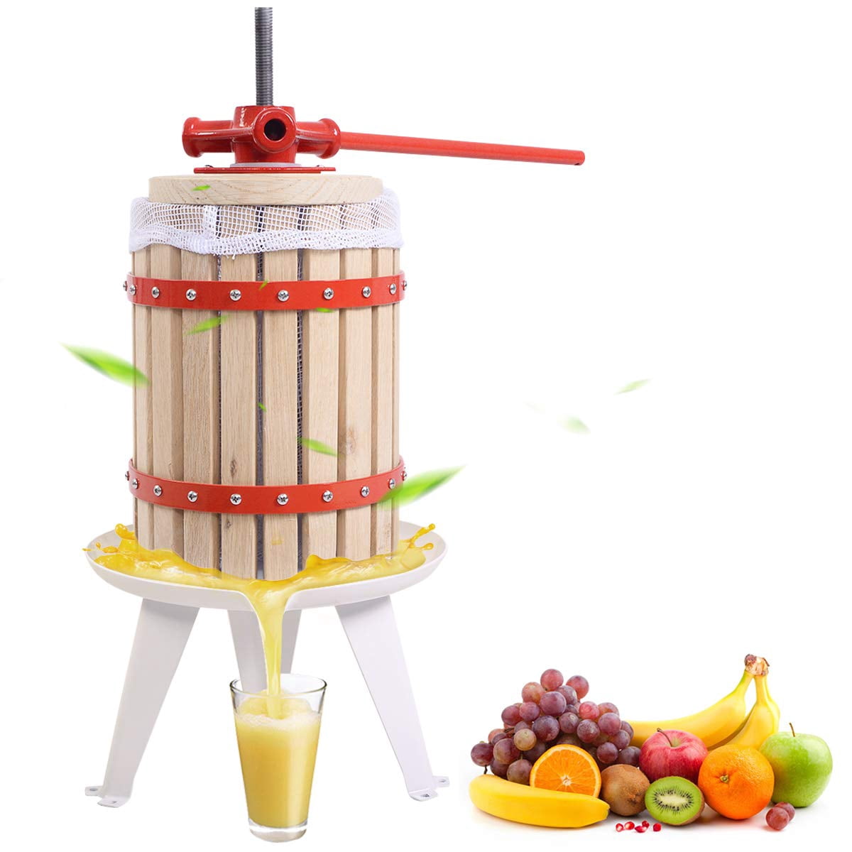 Fruit Wine Press, 6 Liter/1.6 Gallon Hardwood Fruit Squeezer, Apple ...