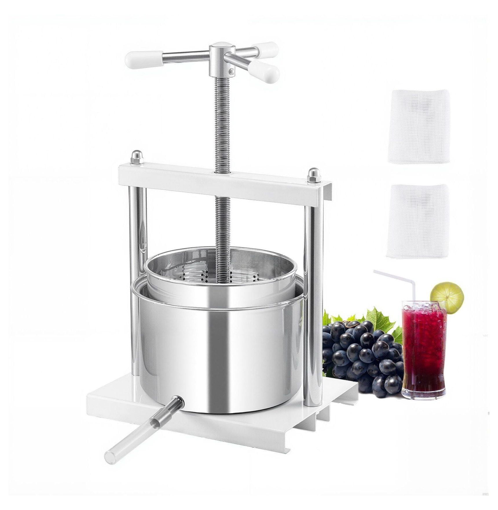 Fruit Wine Press Manual 5L Stainless Steel - Wine Making Press, Juice Extractor for Grapes ...