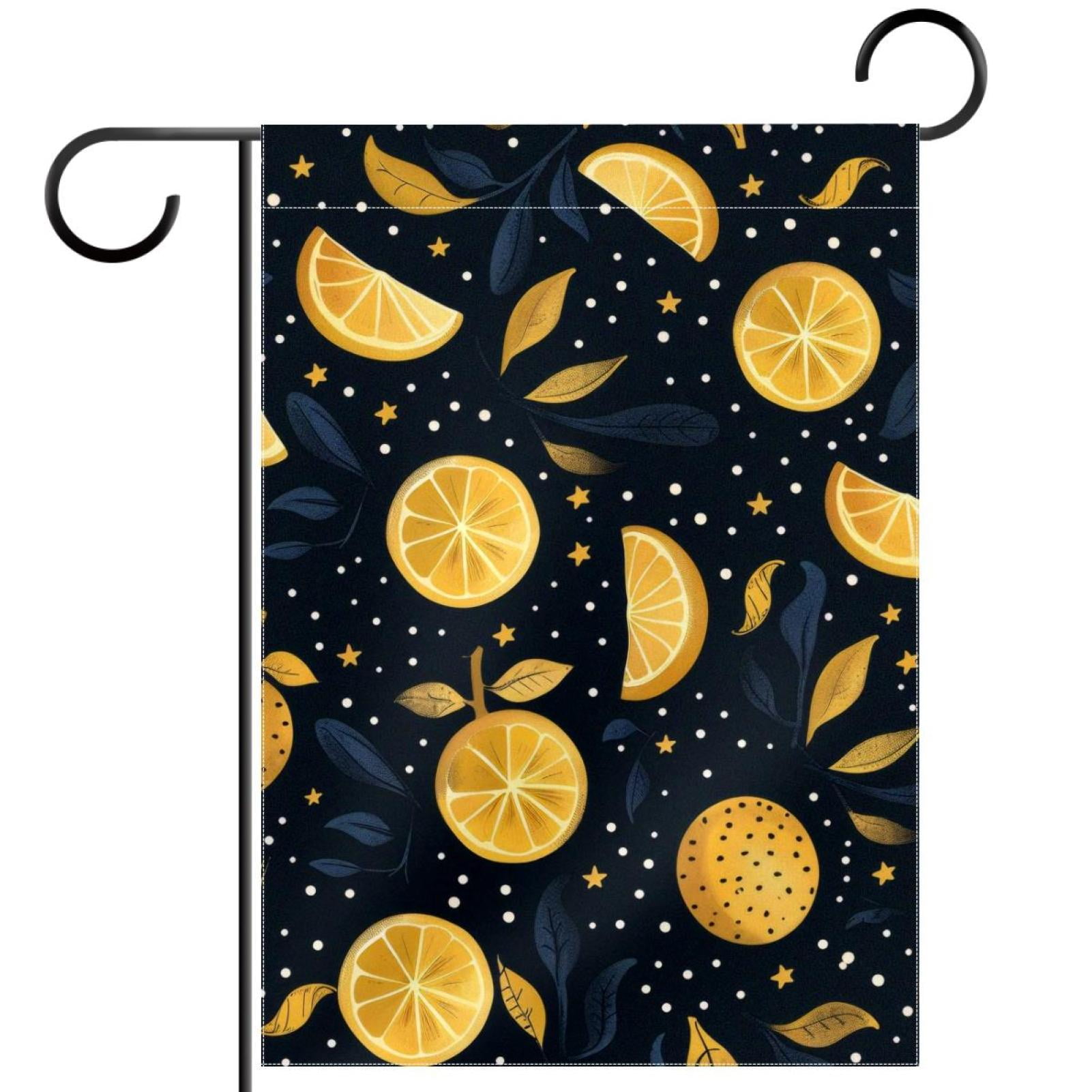 Fruit Yellow Lemon Black Background Garden Flag Double Sided House Flag ...