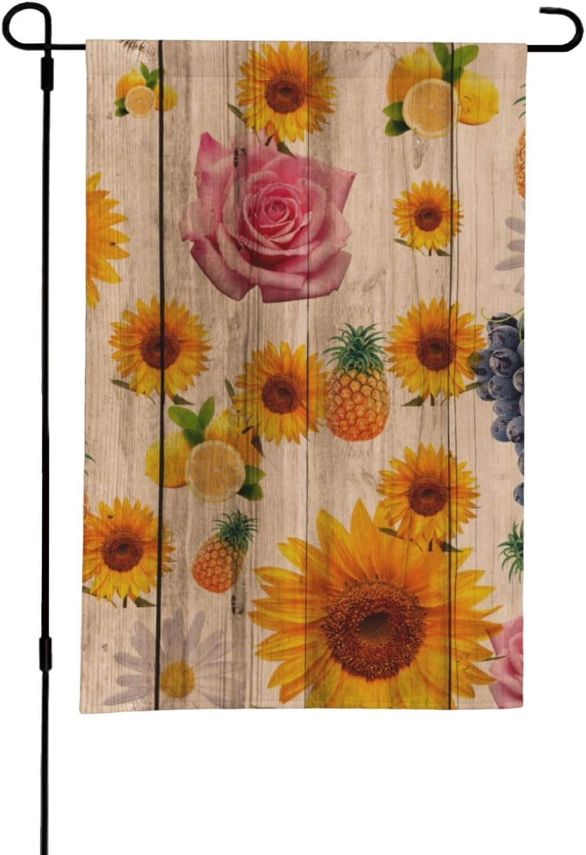Fruit and Floral Print on Wood Board, Lemon and Grapes, Garden Flag ...