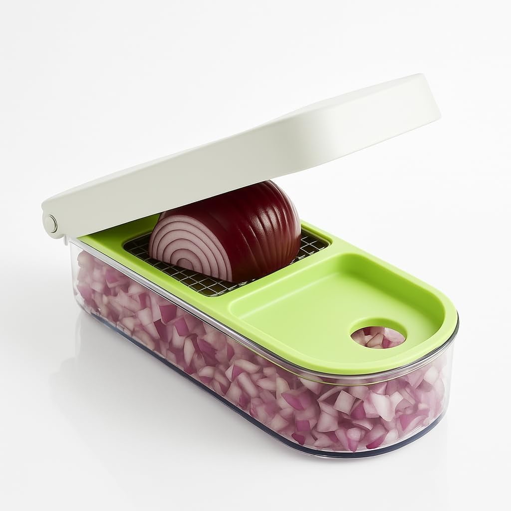 Fruit and Vegetable Chopper with 2 Cup Base, Stainless Steel Blades for ...