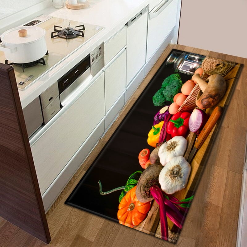 Fruit and Vegetable Printed Rug Kitchen Entrance Door Mat Bathroom Non ...